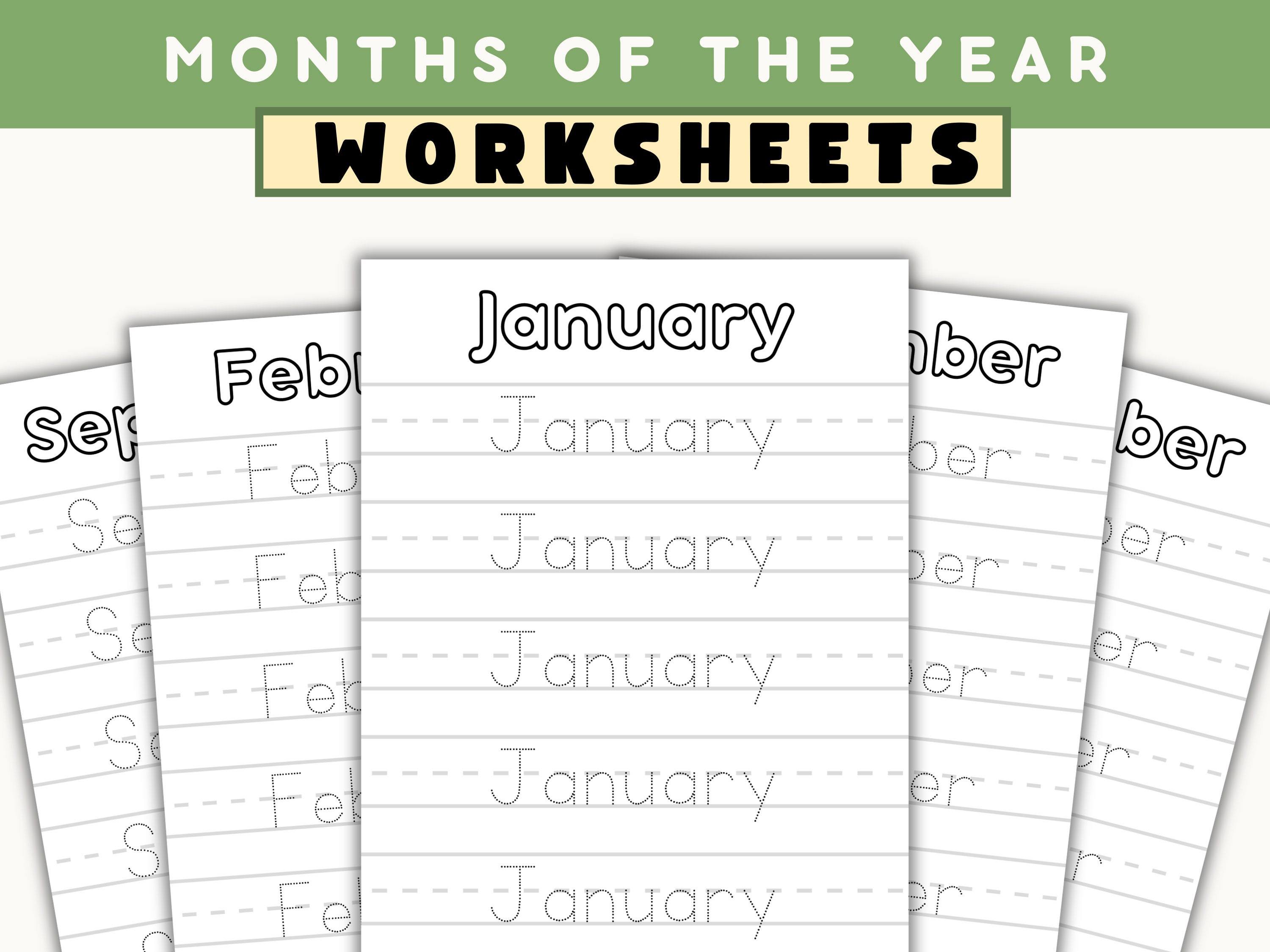 Months of the Year Worksheets, Printable Tracing Worksheet, Guided ...