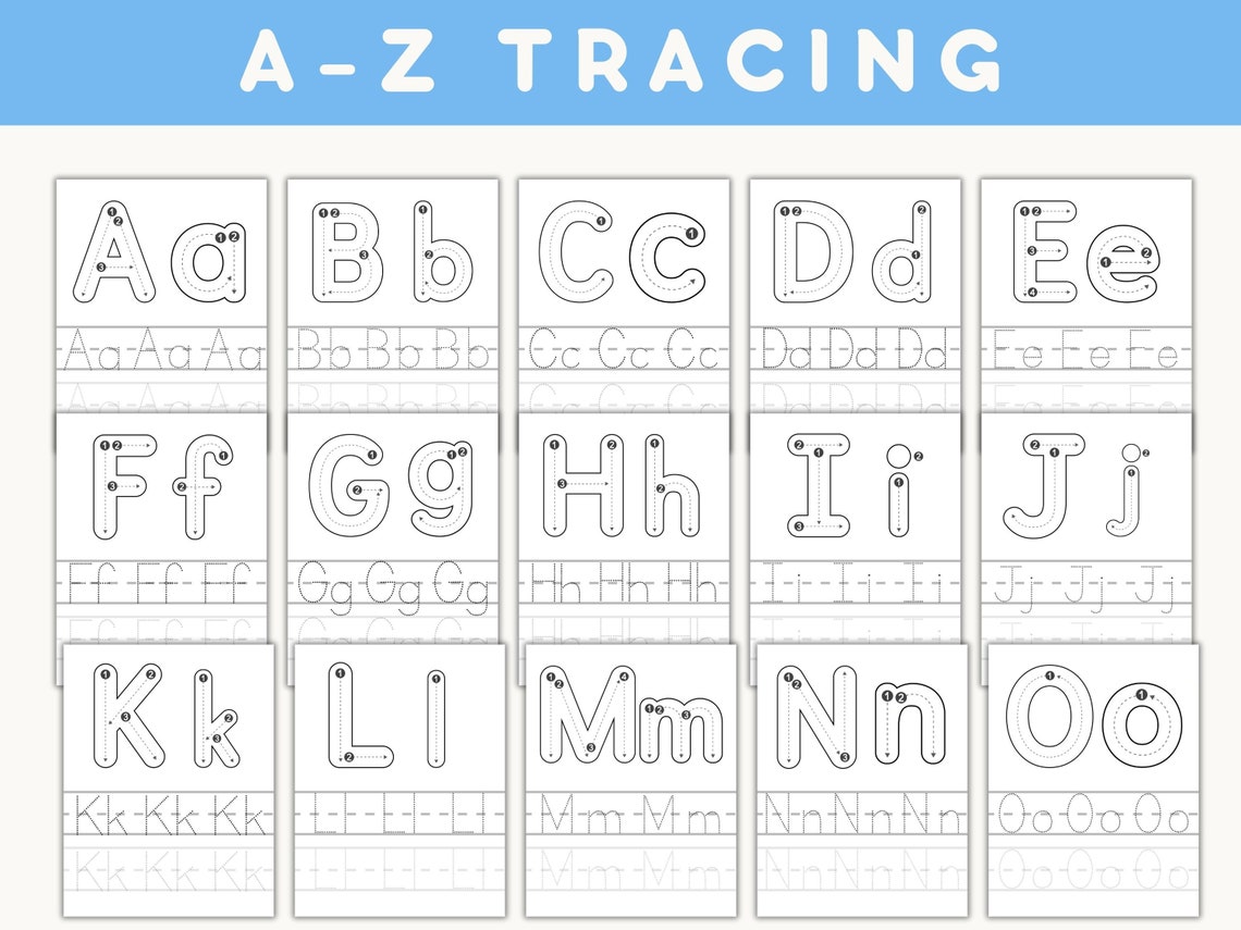 Tracing Letters Printable, A to Z Alphabet Worksheets Pdf, Uppercase ...