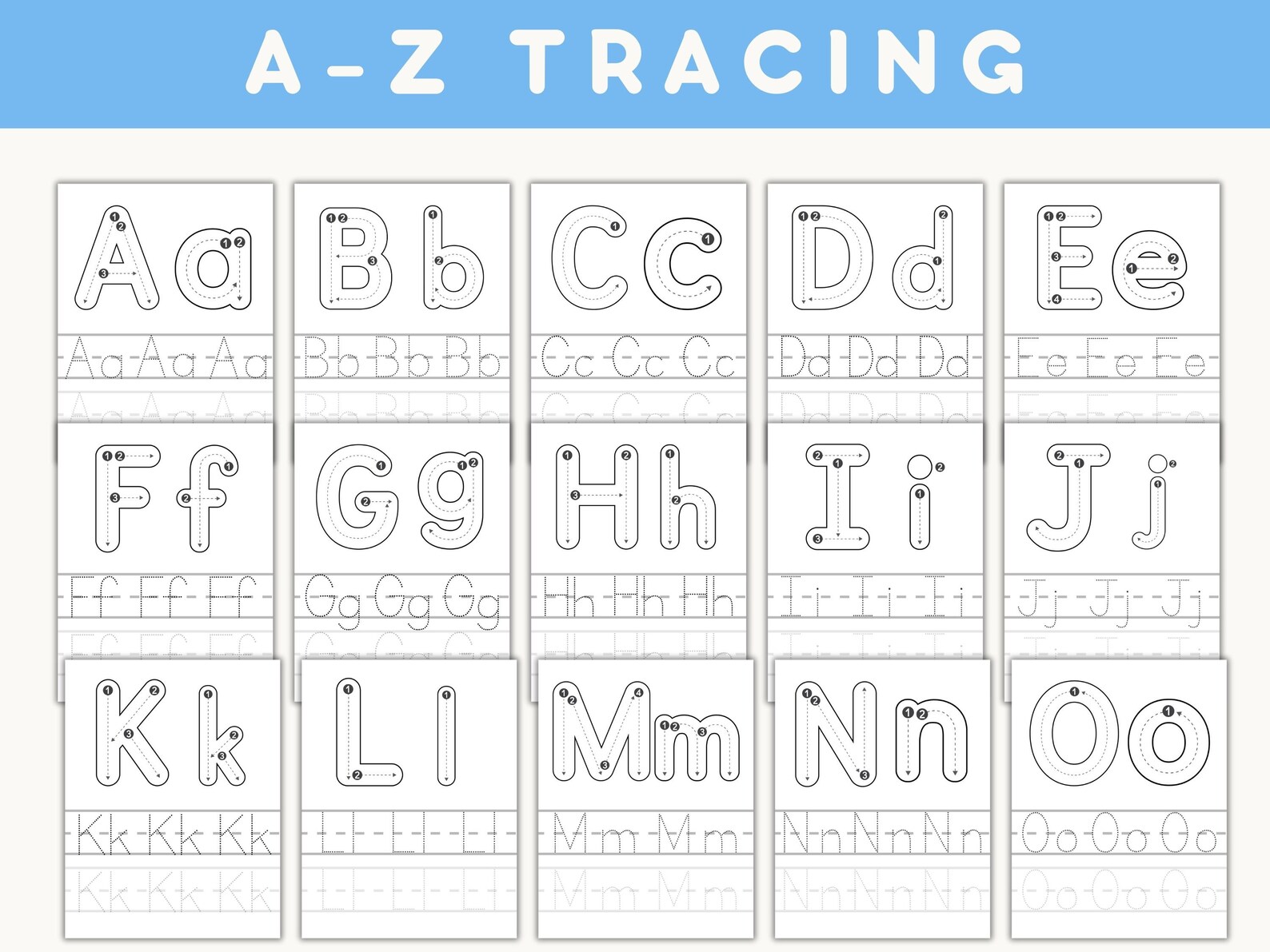 Tracing Letters Printable, A to Z Alphabet Worksheets Pdf, Uppercase ...