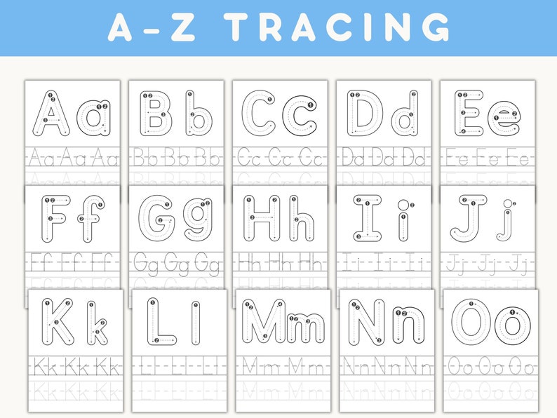 Tracing Letters Printable, A to Z Alphabet Worksheets Pdf, Uppercase ...