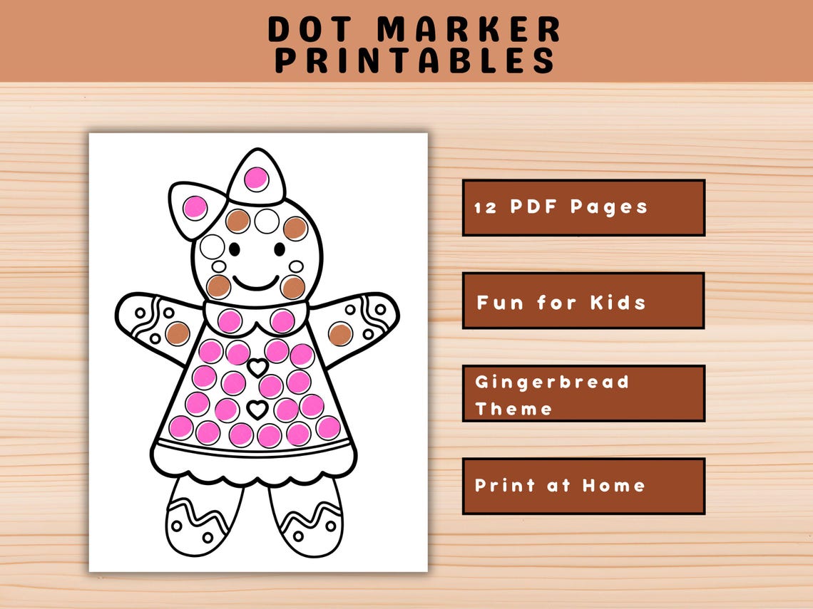 Gingerbread Dot Marker Printables | Christmas Do-a-dot Pages for Kids ...