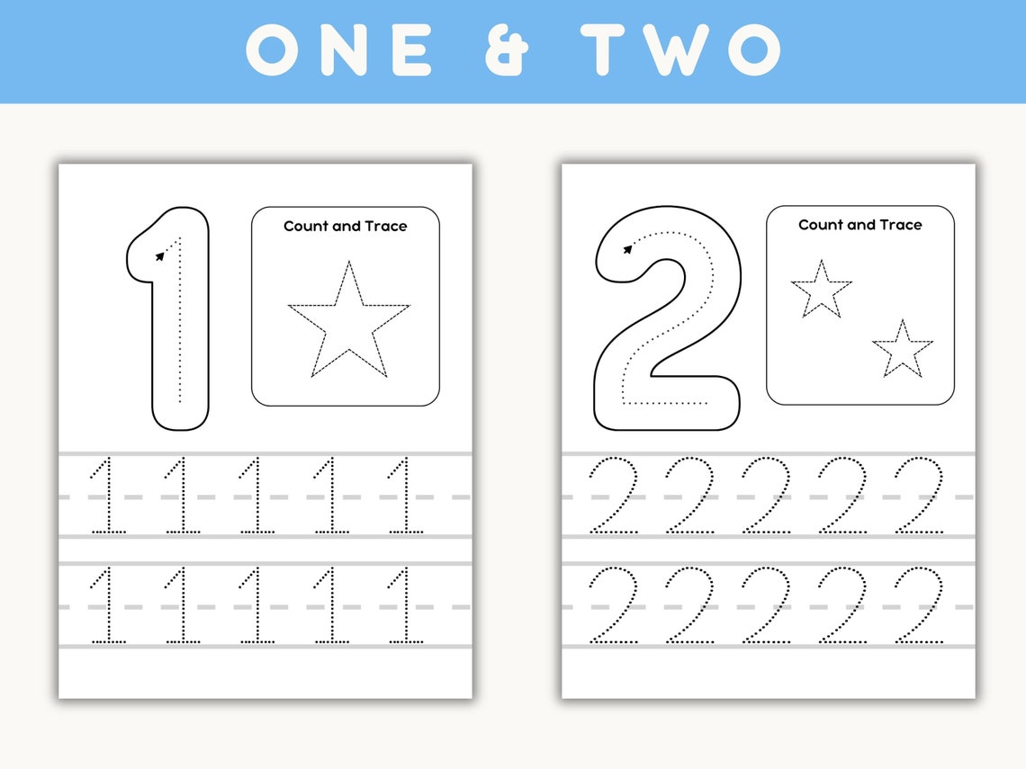 Trace and Count Worksheets, Printable Numbers 1-9 PDF, Teaching Numbers ...