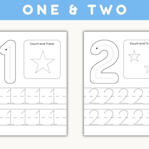 Trace and Count Worksheets, Printable Numbers 1-9 PDF, Teaching Numbers ...