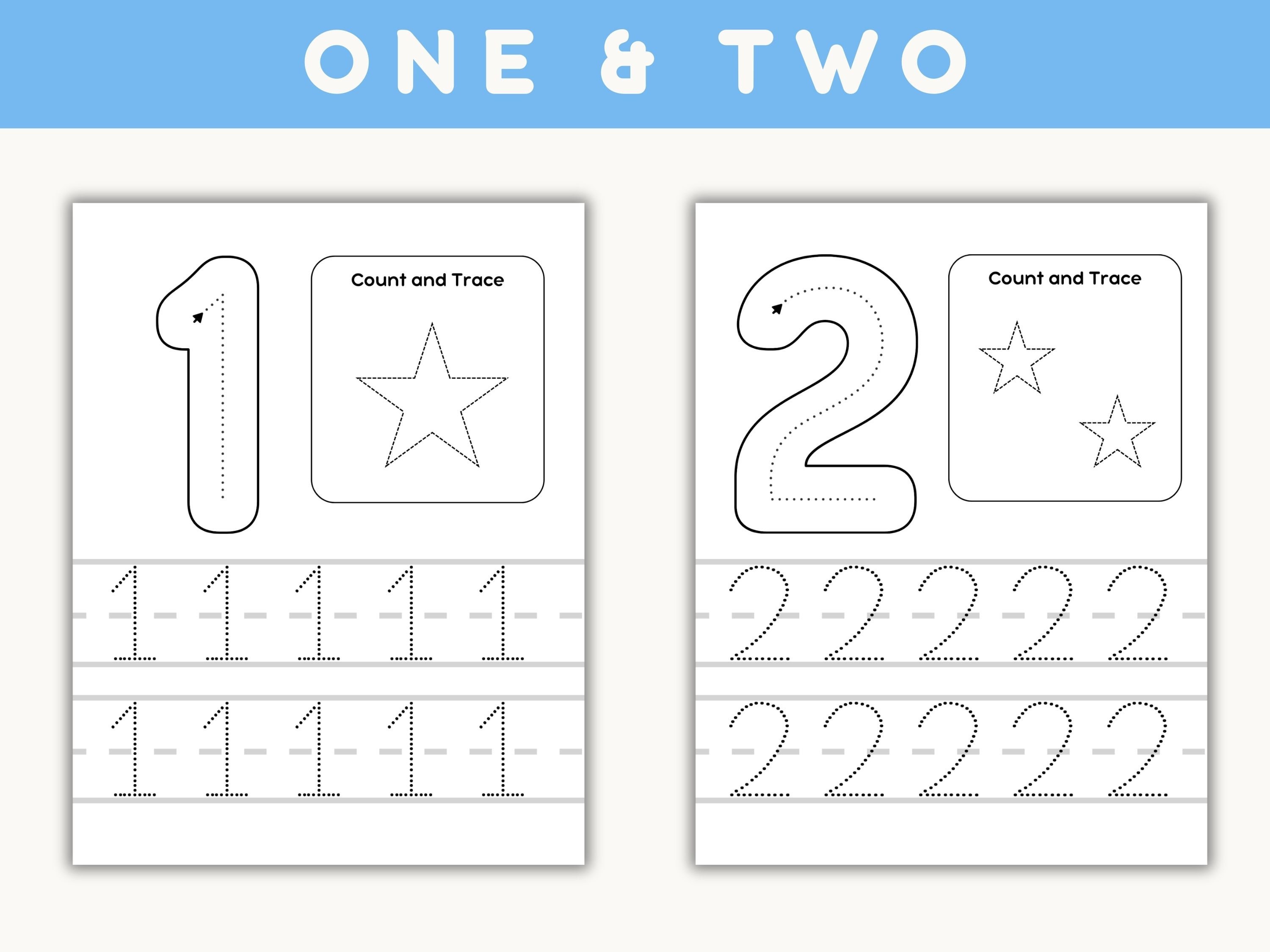 Trace and Count Worksheets, Printable Numbers 1-9 PDF, Teaching Numbers ...