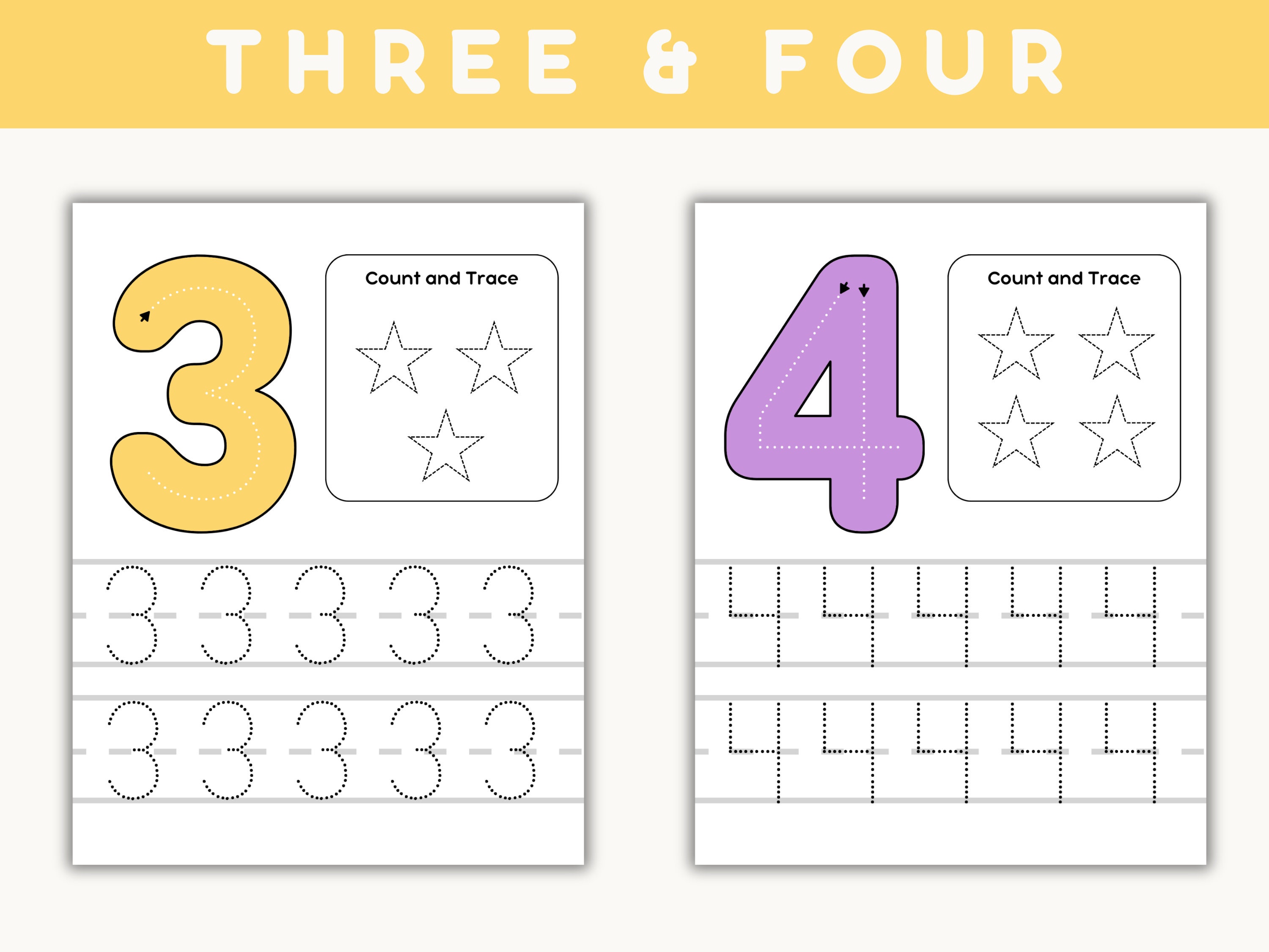 Counting Tracing Worksheets, Numbers 1-9 Printable, Count and Draw - Etsy
