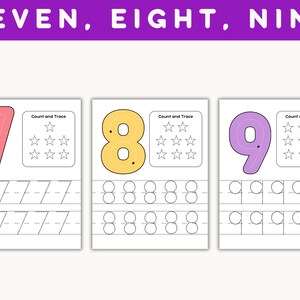Counting Tracing Worksheets, Numbers 1-9 Printable, Count and Draw - Etsy