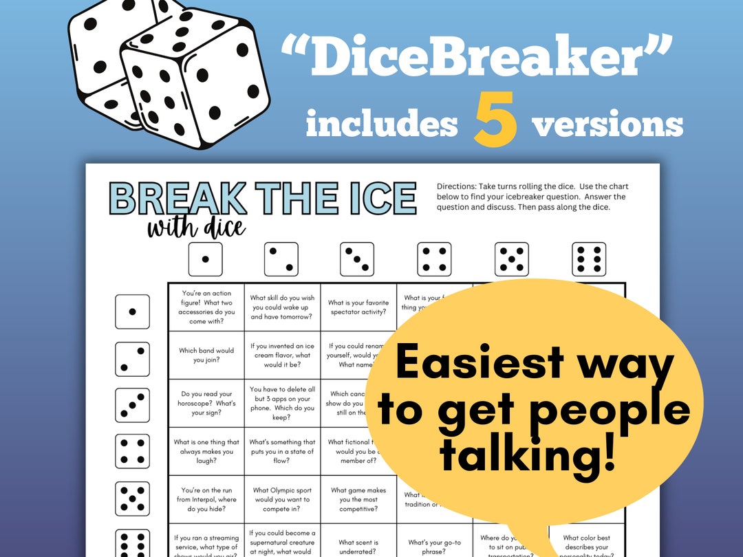 Dicebreaker, Table Talk Dice Game, Conversation Starter, Simple ...