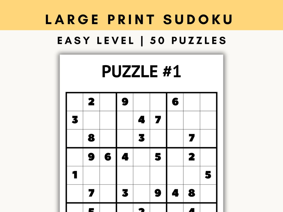 Large Print Sudoku, Beginner Sudoku Printable, Large Print Sudoku ...