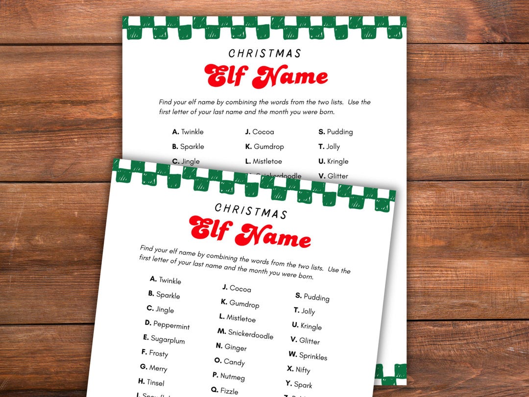 Elf Name Game Printable, Christmas Party Game, Holiday Classroom ...
