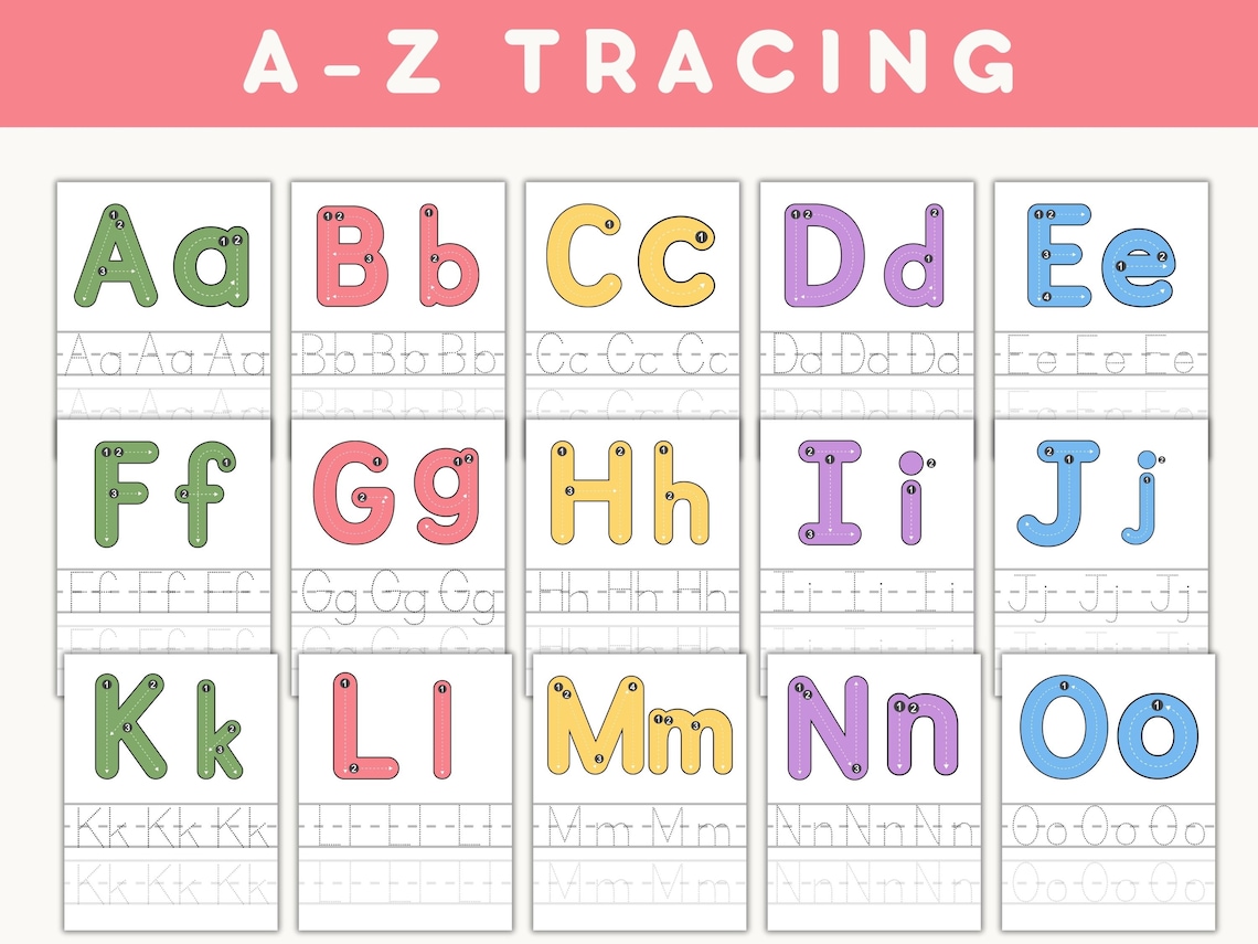 Tracing Letters Printable, A to Z Alphabet Worksheets Pdf, Uppercase ...