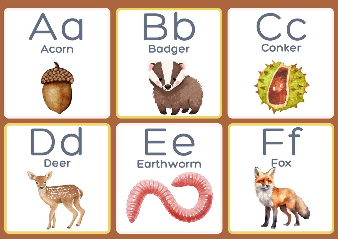 Woodland ABC Flashcards Nature Alphabet Cards for Kids. Woodland ...