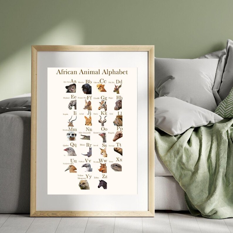 African Animal Alphabet Poster | Safari ABC Print | Nursery Wall Art ...