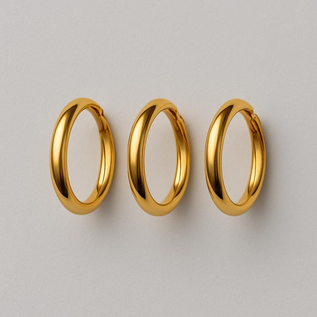 14K Gold Plated Huggie Hoop Earrings, Hypoallergenic Stacking Hoops - Etsy