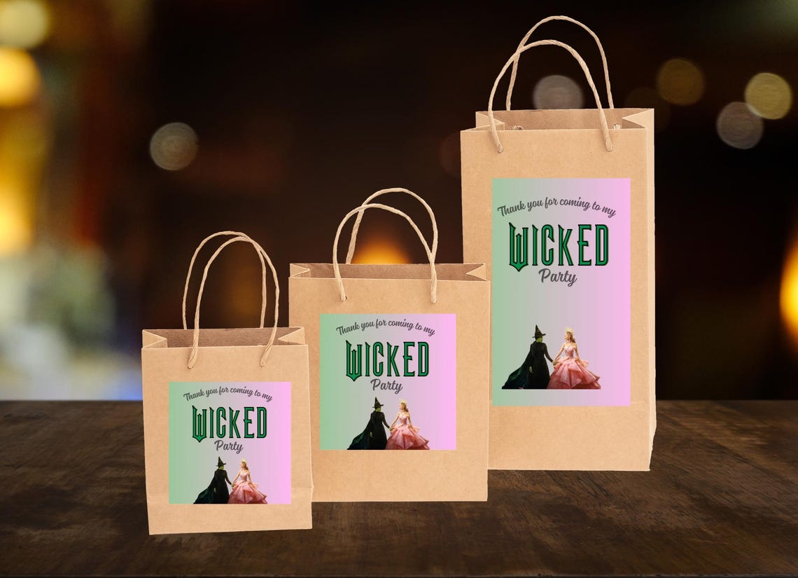 Wicked Party Bag Tag Labels | Printable Decorations Glinda and Elphaba ...