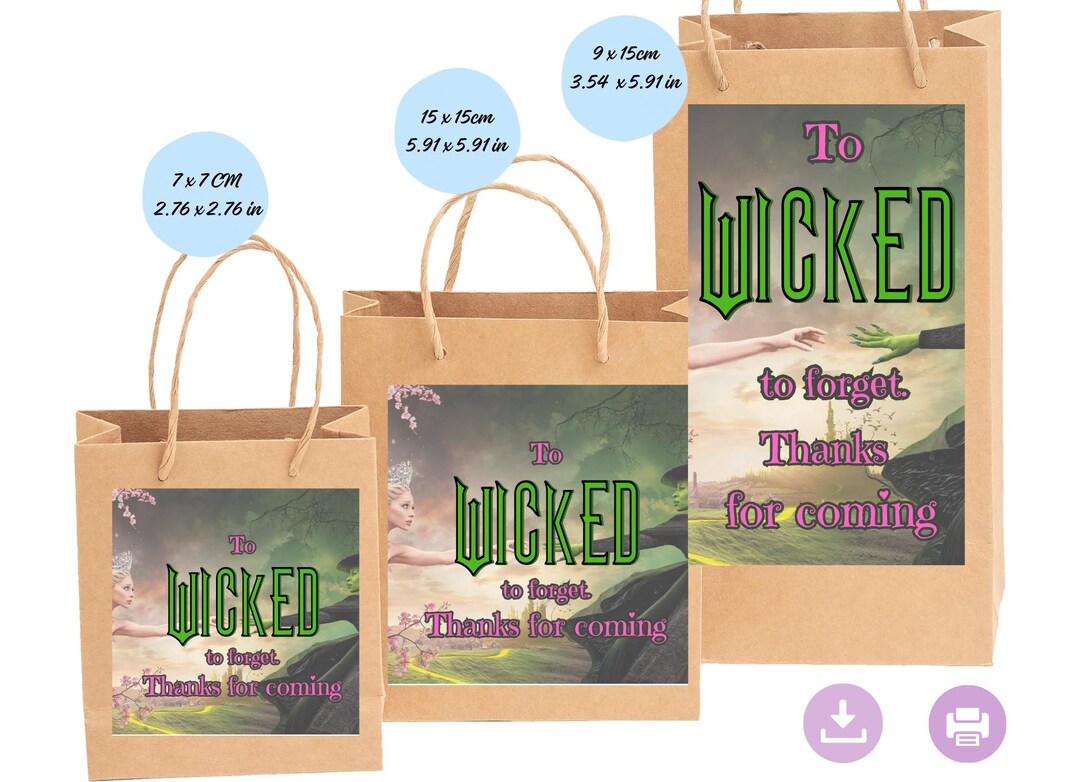 Wicked Party Bag Tag Label Bundle| Printable Decorations With Glinda ...