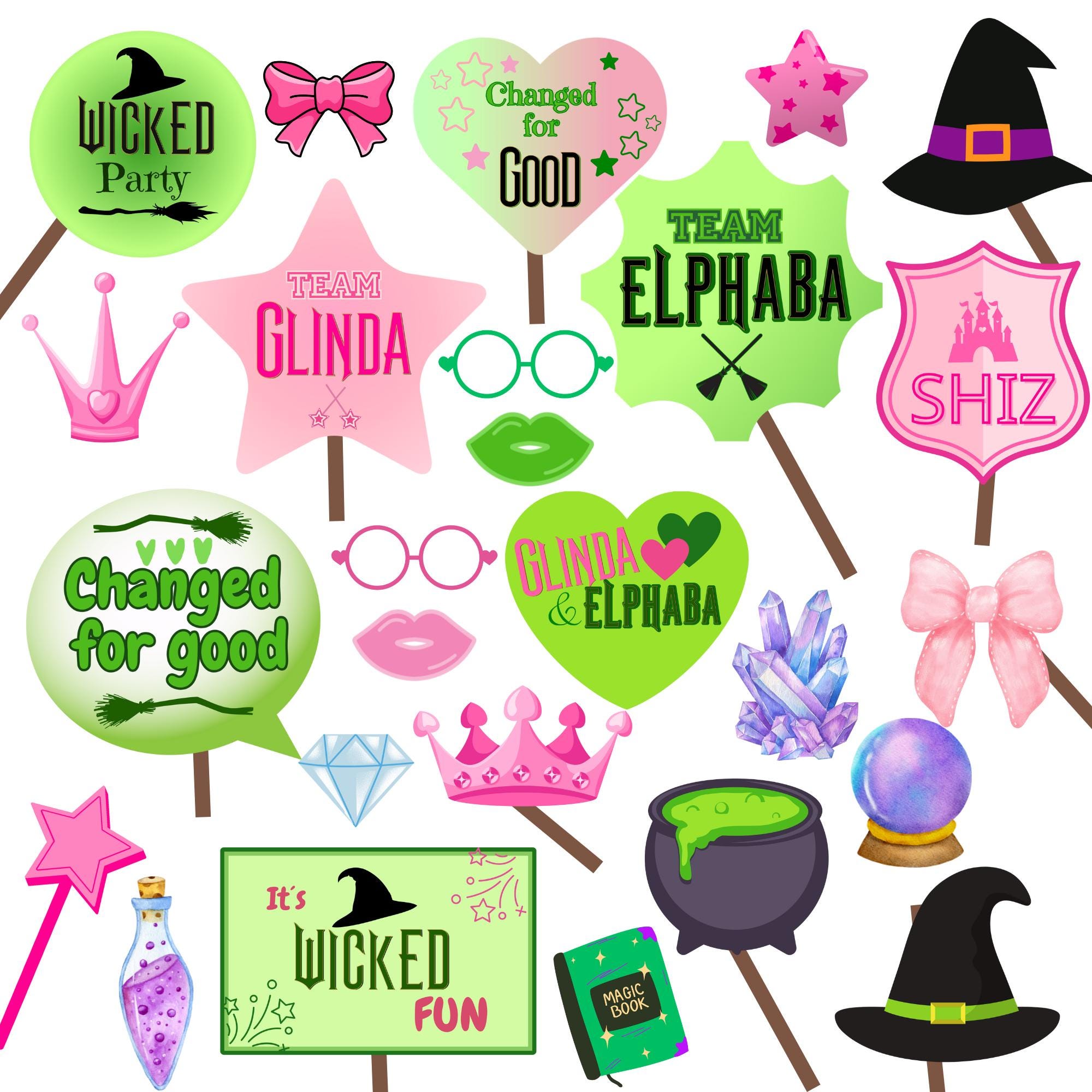 Wicked Photo Booth Props| Big Bundle – Witch Party Decor – Musical ...