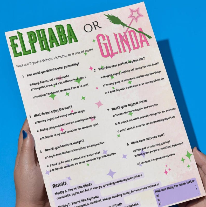 Elphaba or Glinda? | Wicked-inspired Fun Quiz | Printable Travel ...
