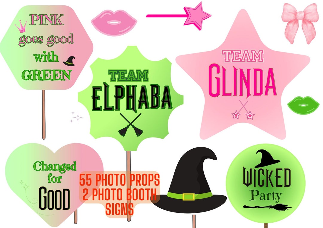 Wicked Photo Booth 55 Unique Props & 2 Booth Signs Printable Party ...