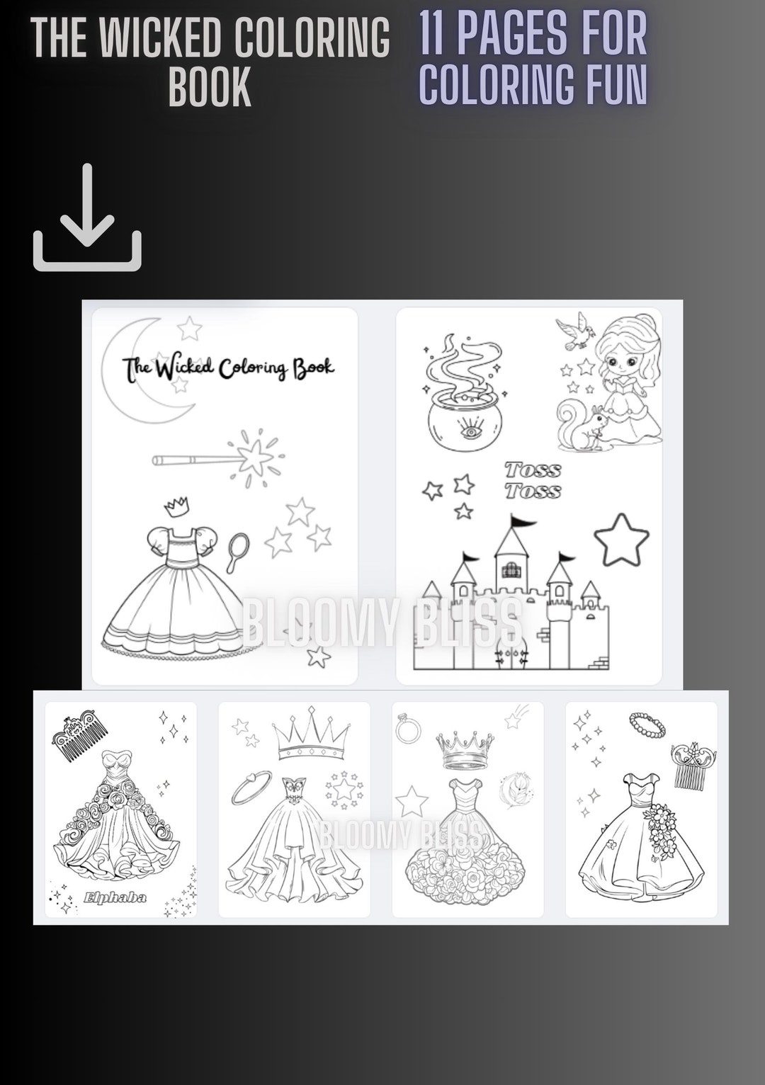 Wicked Coloring Book: 11 Magical Pages - Etsy