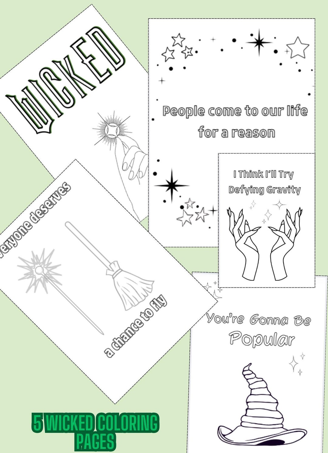 Wicked Coloring: 5 Magical Pages - Ideal for Everyday Use, Travel, and ...