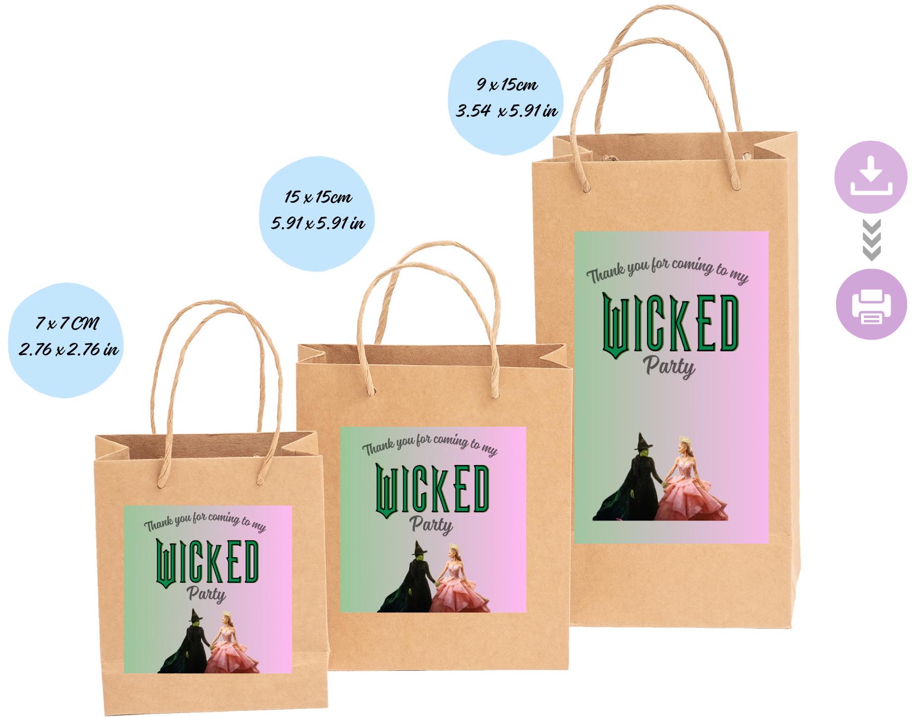 Wicked Party Bag Tag Labels | Printable Decorations Glinda and Elphaba ...