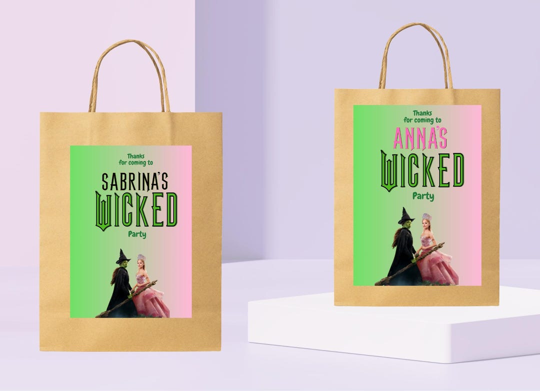 Wicked Party Bag Tag Costum Labels | Printable Decorations Glinda and ...