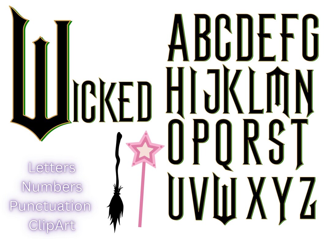 Wicked Custom Font Design |resizable PNG Files With Numbers + Logo Art ...