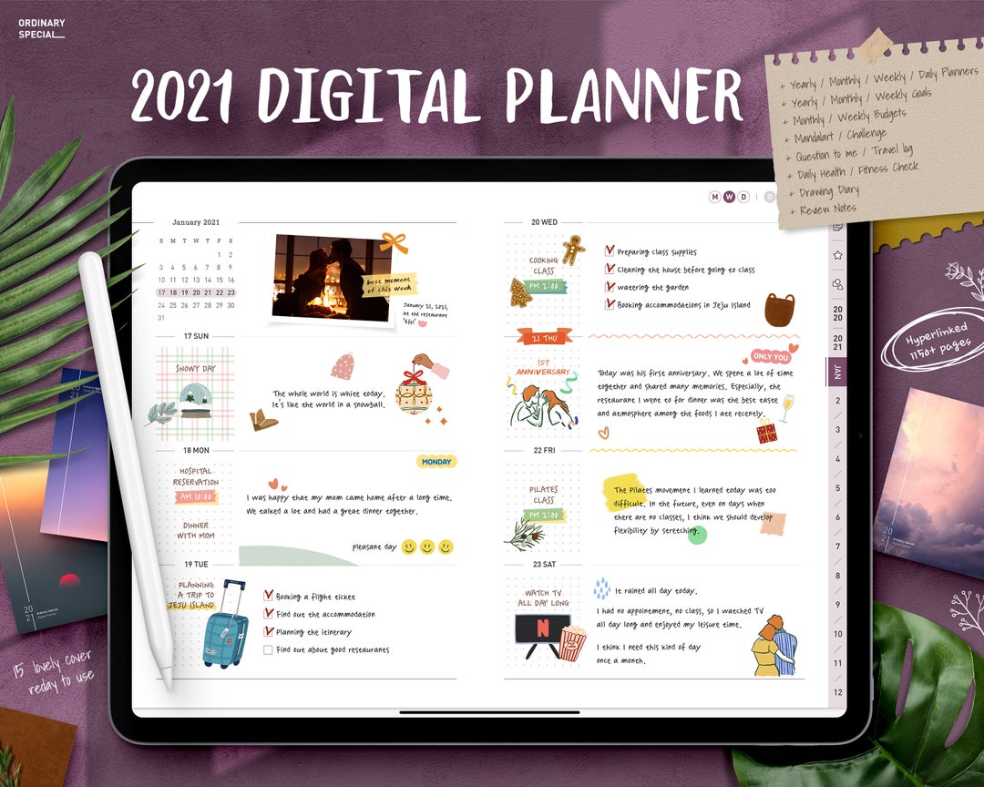 2021 Daily Digital Planner for Beginner, Goodnotes, Notability ...