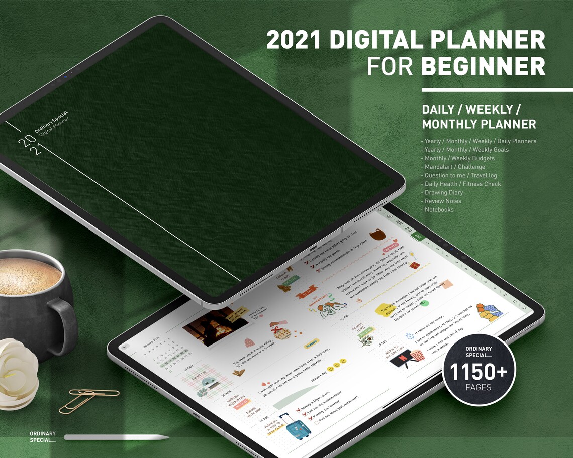 2021 Daily Digital Planner for Beginner, Goodnotes, Notability ...