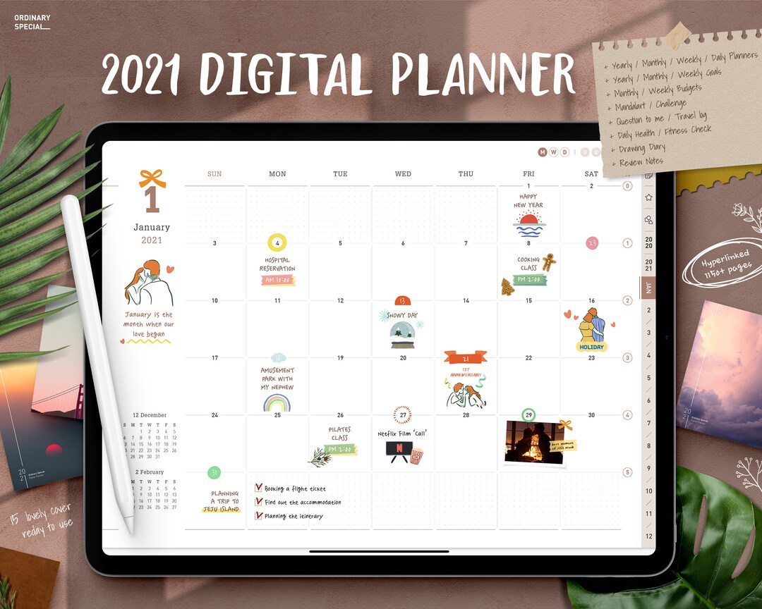 2021 Daily Digital Planner for Beginner, Goodnotes, Notability ...