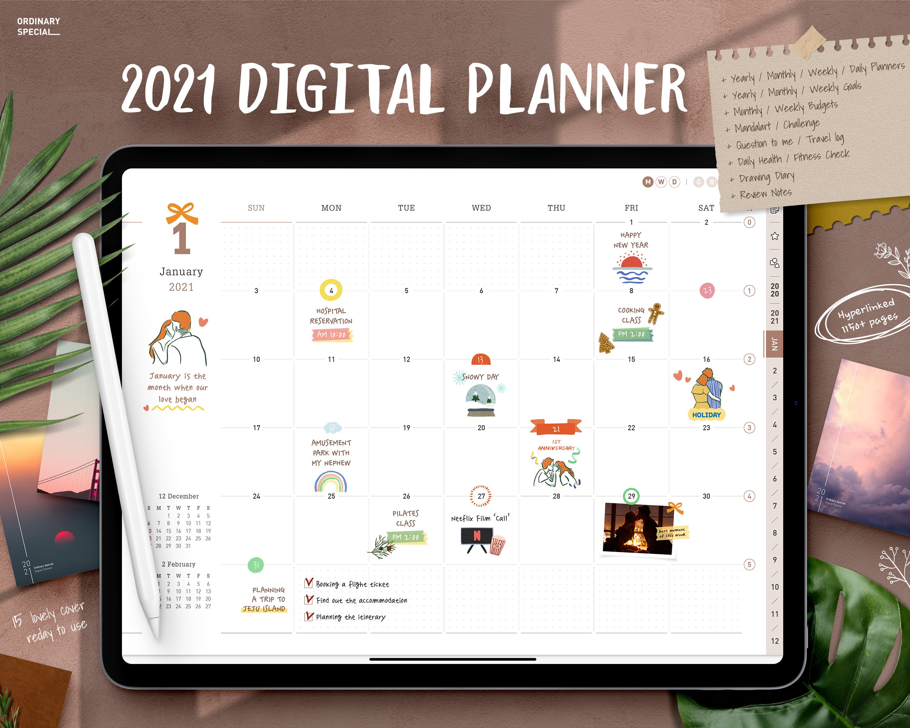 2021 Daily Digital Planner for Beginner, Goodnotes, Notability ...