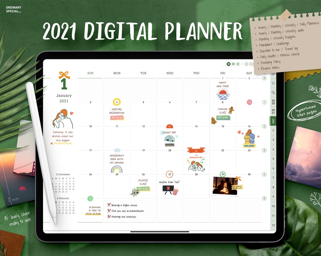 2021 Daily Digital Planner for Beginner, Goodnotes, Notability ...