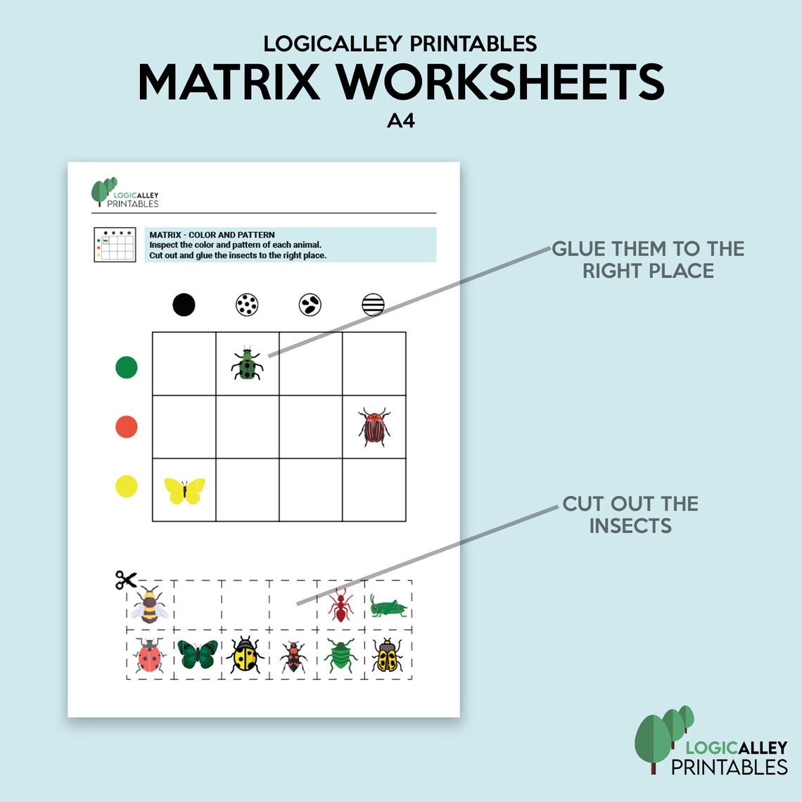 Insects Matrix Printables - Etsy