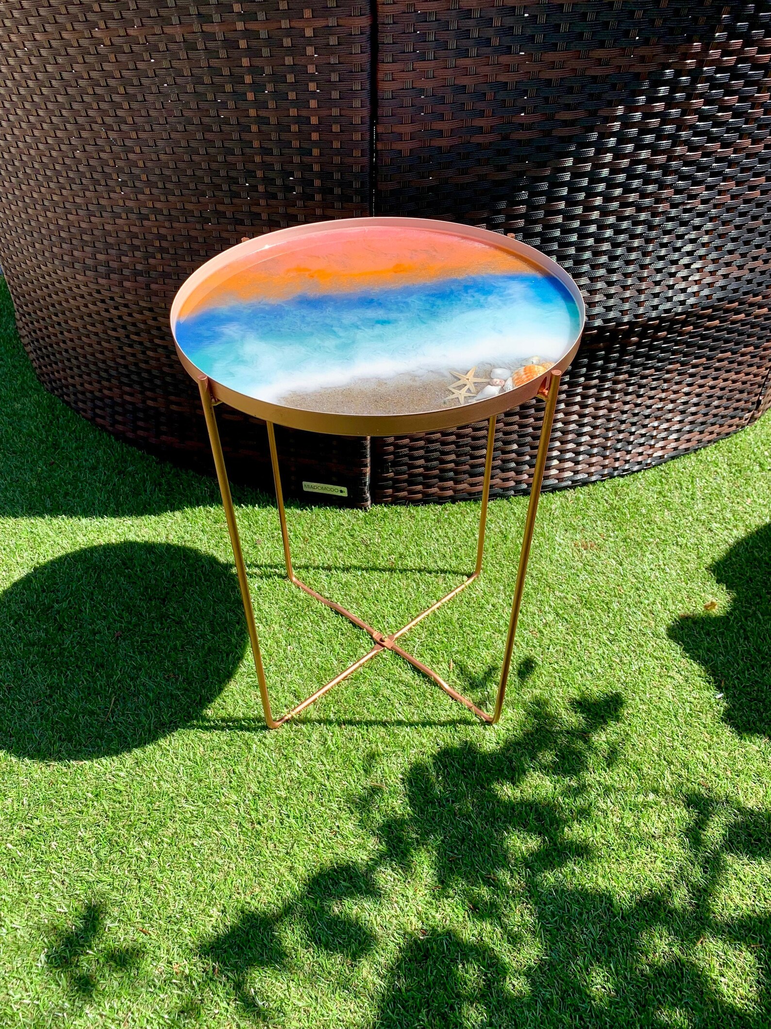 Beach Inspired Metal Tray Table Small Round Table Flat | Etsy