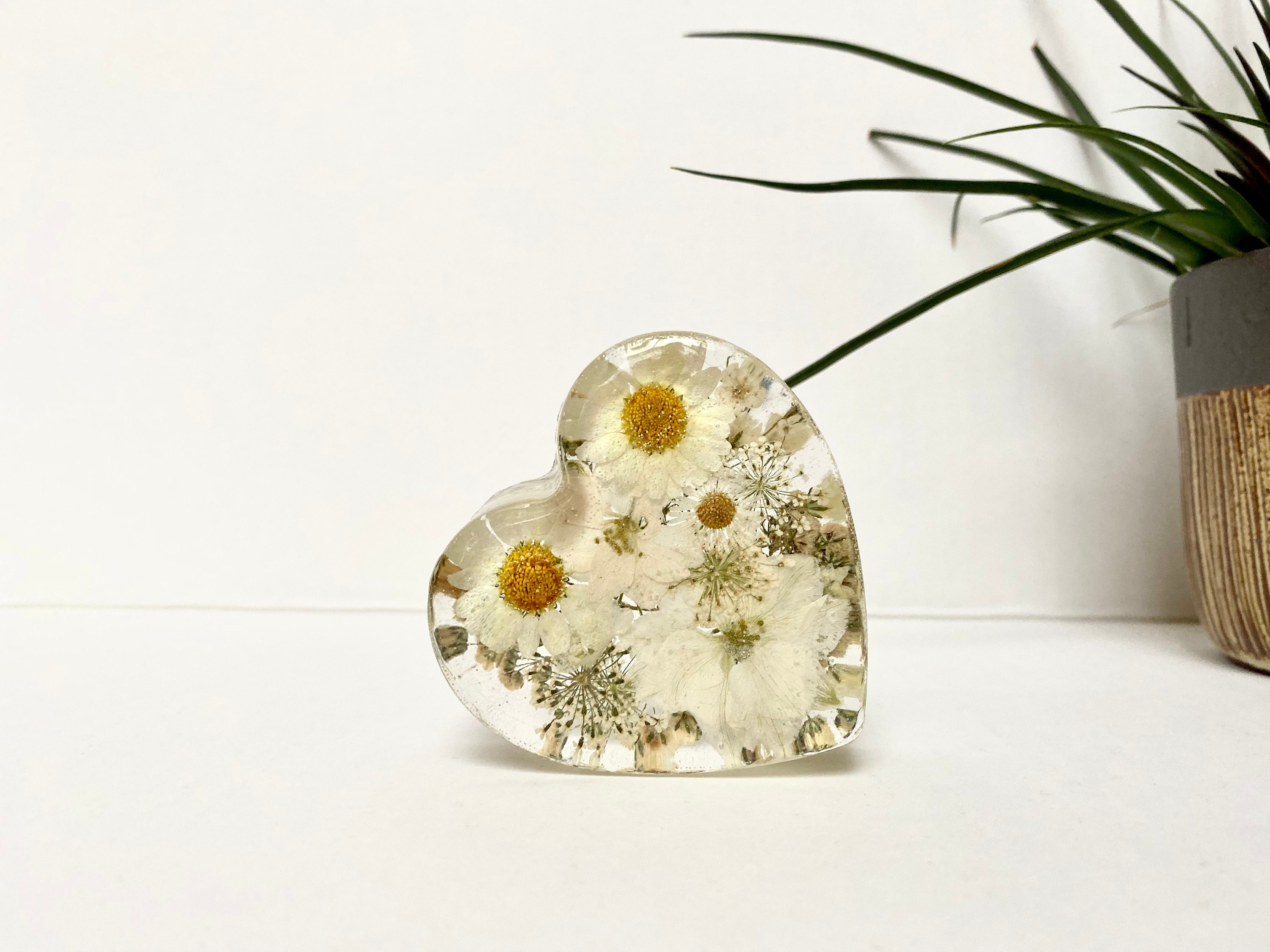 Real Preserved Flower Heart Paperweight Floral Home Decor - Etsy UK