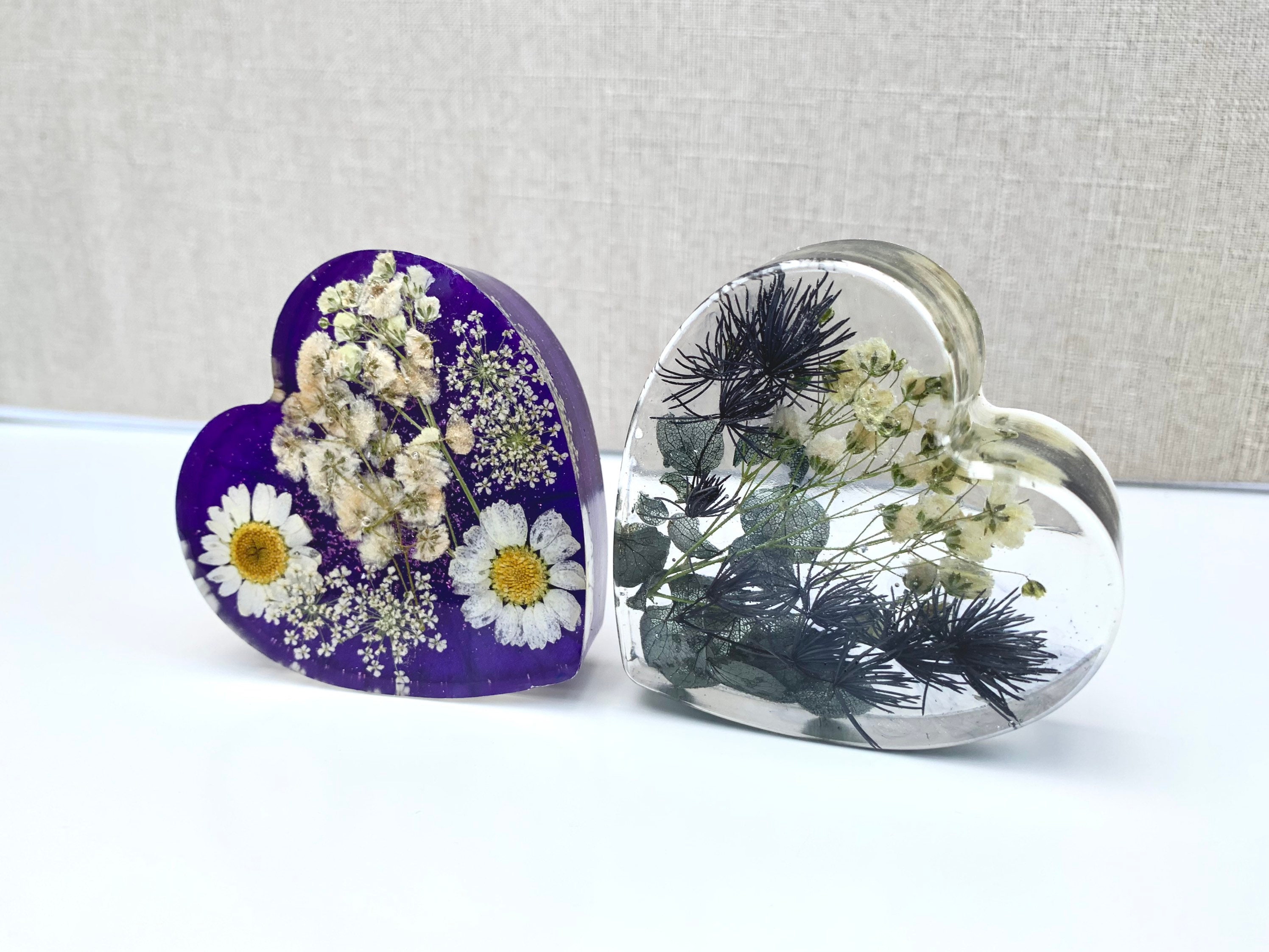 Real Preserved Flower Heart Paperweight Floral Home Decor | Etsy