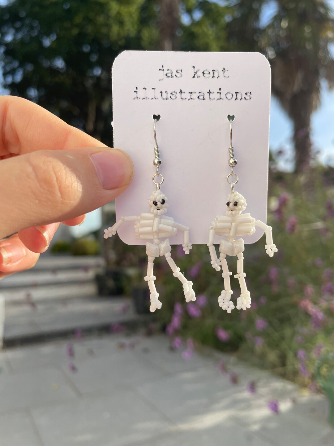 Seed Bead Skeleton Earrings miyuki, Bugle Beads, Spooky Earrings ...