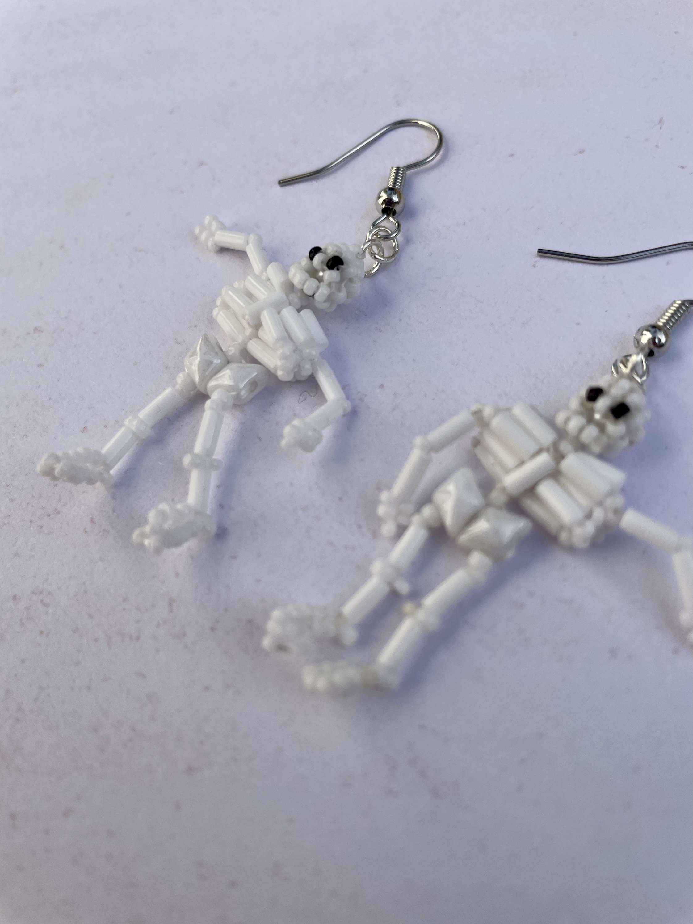 Seed Bead Skeleton Earrings miyuki, Bugle Beads, Spooky Earrings ...