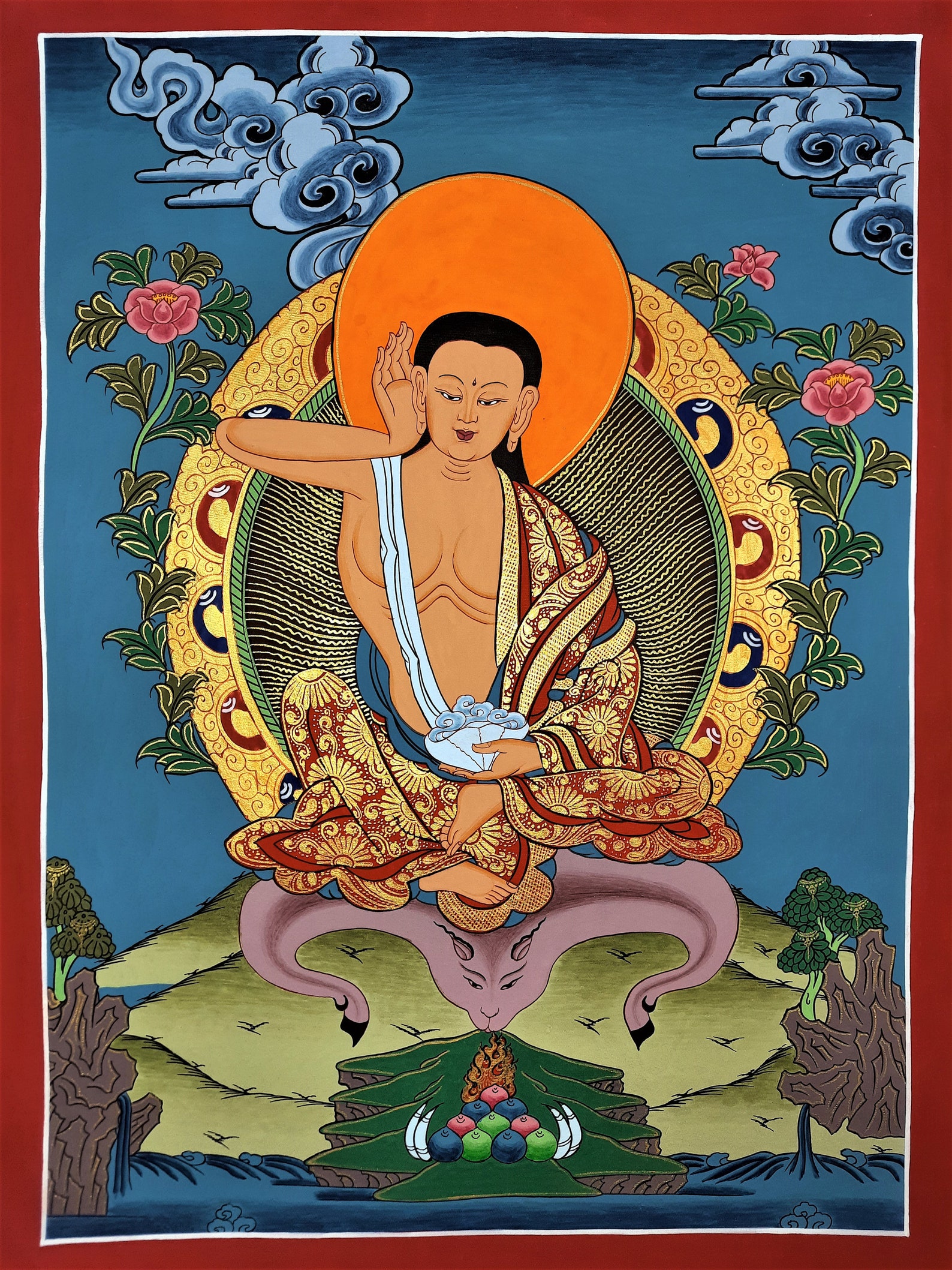 Jetsun Milarepa Hand Painted Canvas Cotton Tibetan Thangka | Etsy