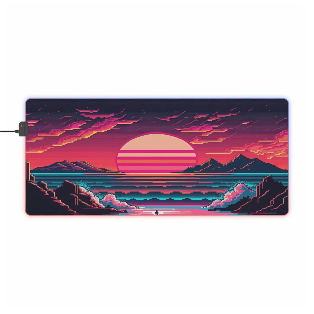 Vaporwave Sunset RGB XXL Mousepad, Retro Cyberpunk, Gaming Mouse Pad ...