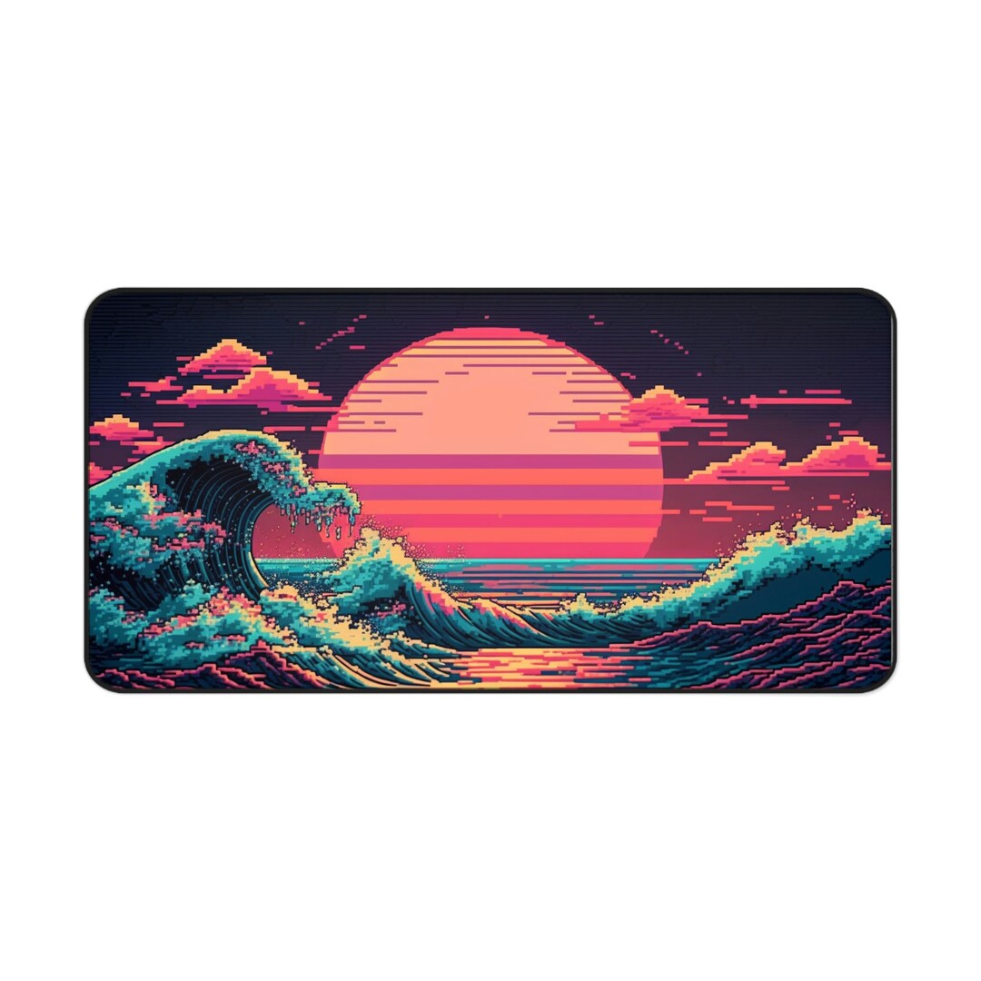 The Great Wave XXL Mousepad, Retro Cyber Punk Vaporwave, Gaming Mouse ...