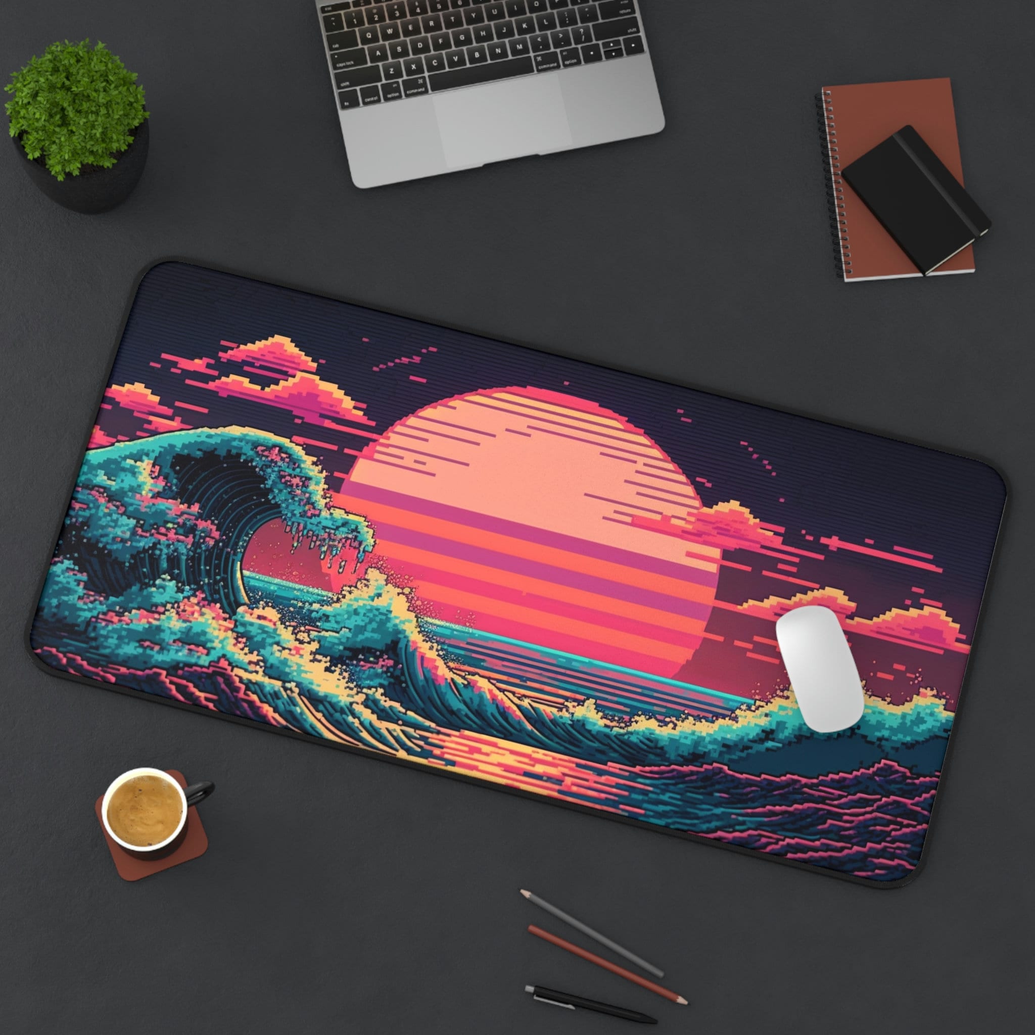The Great Wave XXL Mousepad Retro Cyber Punk Vaporwave - Etsy