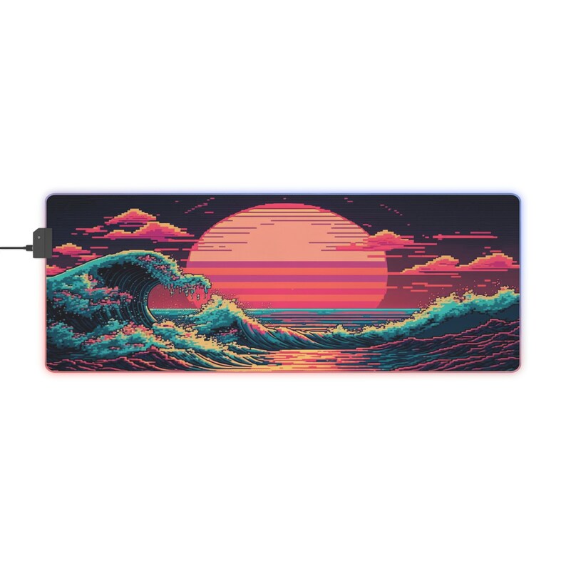 The Great Wave RGB XXL Mousepad Retro Cyber Punk Vaporwave - Etsy