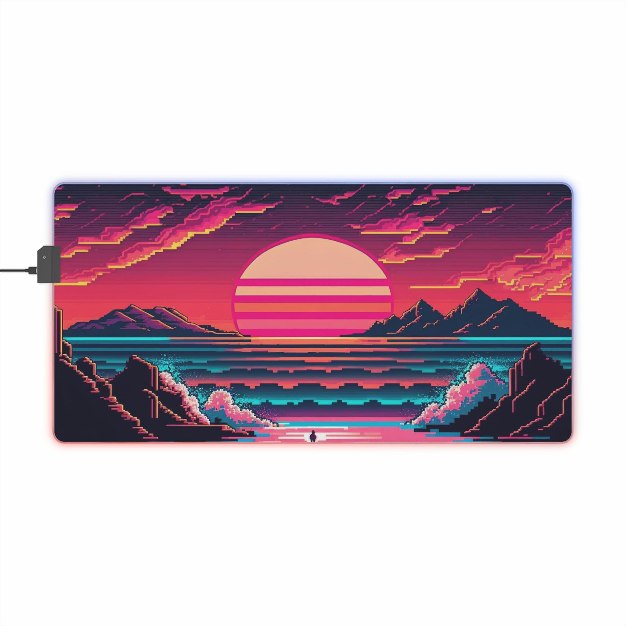 Vaporwave Sunset RGB XXL Mousepad Retro Cyberpunk Gaming - Etsy