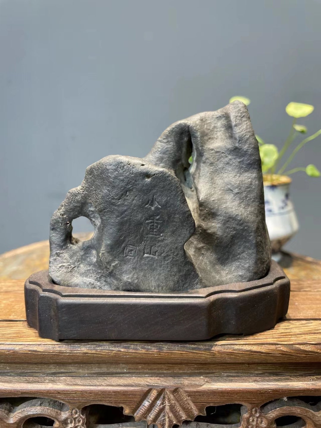 Old Collection China Natural Stone Mountain Stones Bonsai Suiseki Taihu ...