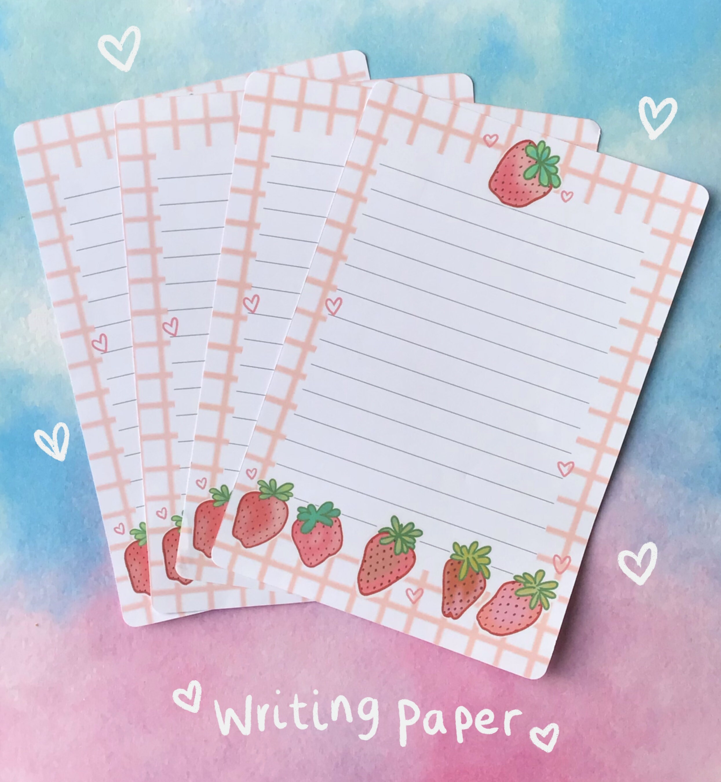 Strawberry Letter Writing Stationary Set With Stickers and - Etsy UK