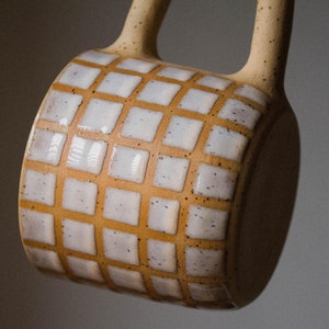 CHECKERED Pattern Glaze Mug Handmade, Ceramic, Kinfolk, Unique, Mugs ...