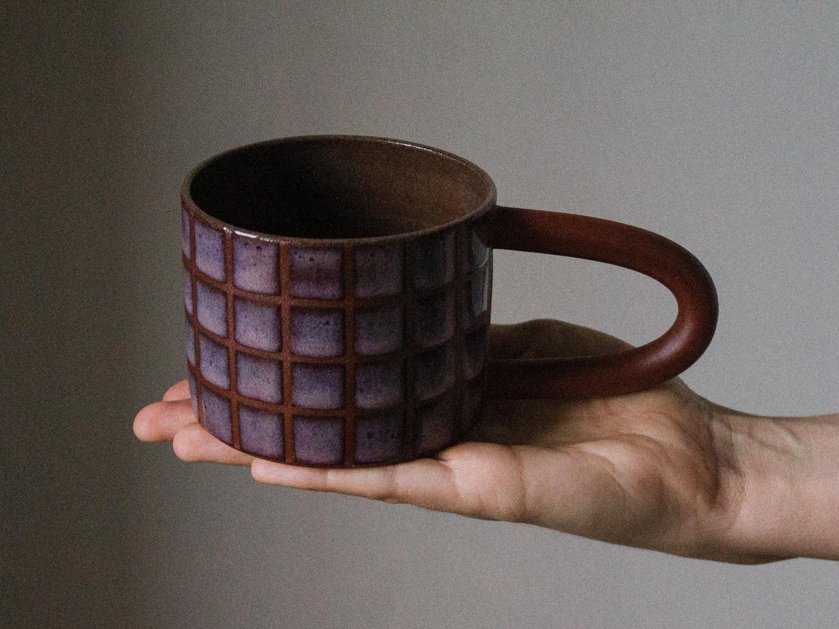 CHECKERED Pattern Glaze Mug | Handmade, Ceramic, Housewarming, Unique ...
