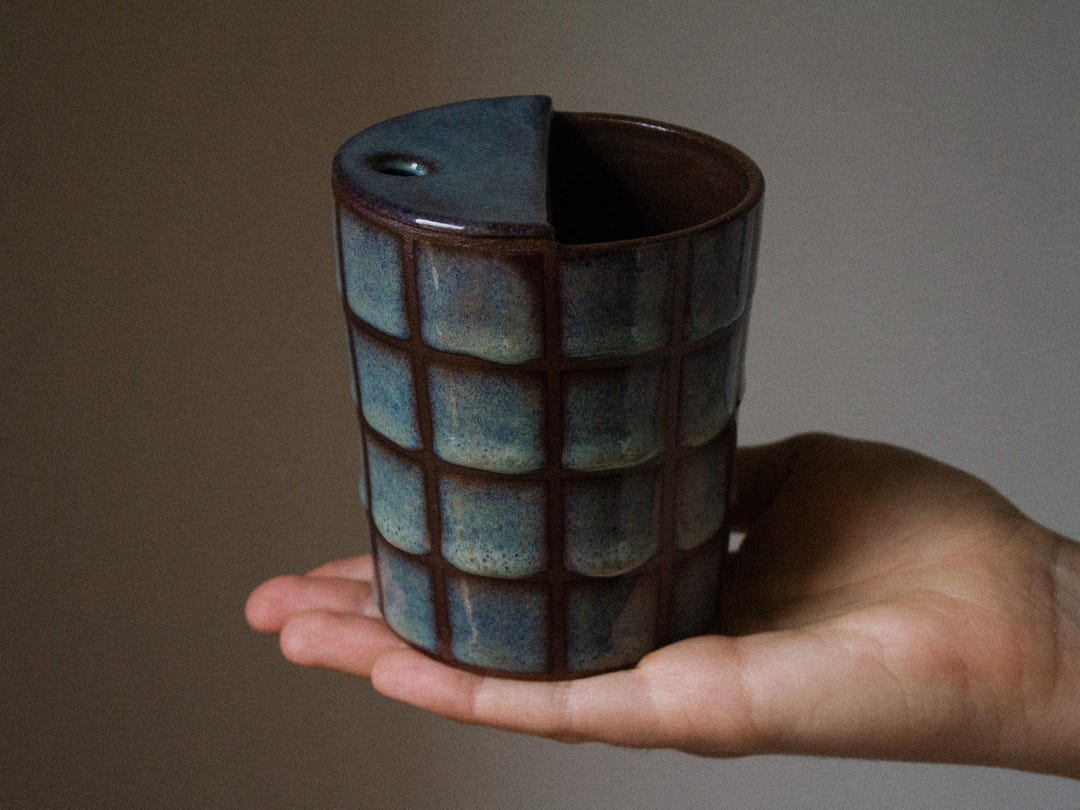 CHECKERED Pattern Travel Sippy Cup | Handmade, Ceramic, Tumbler, To-go ...