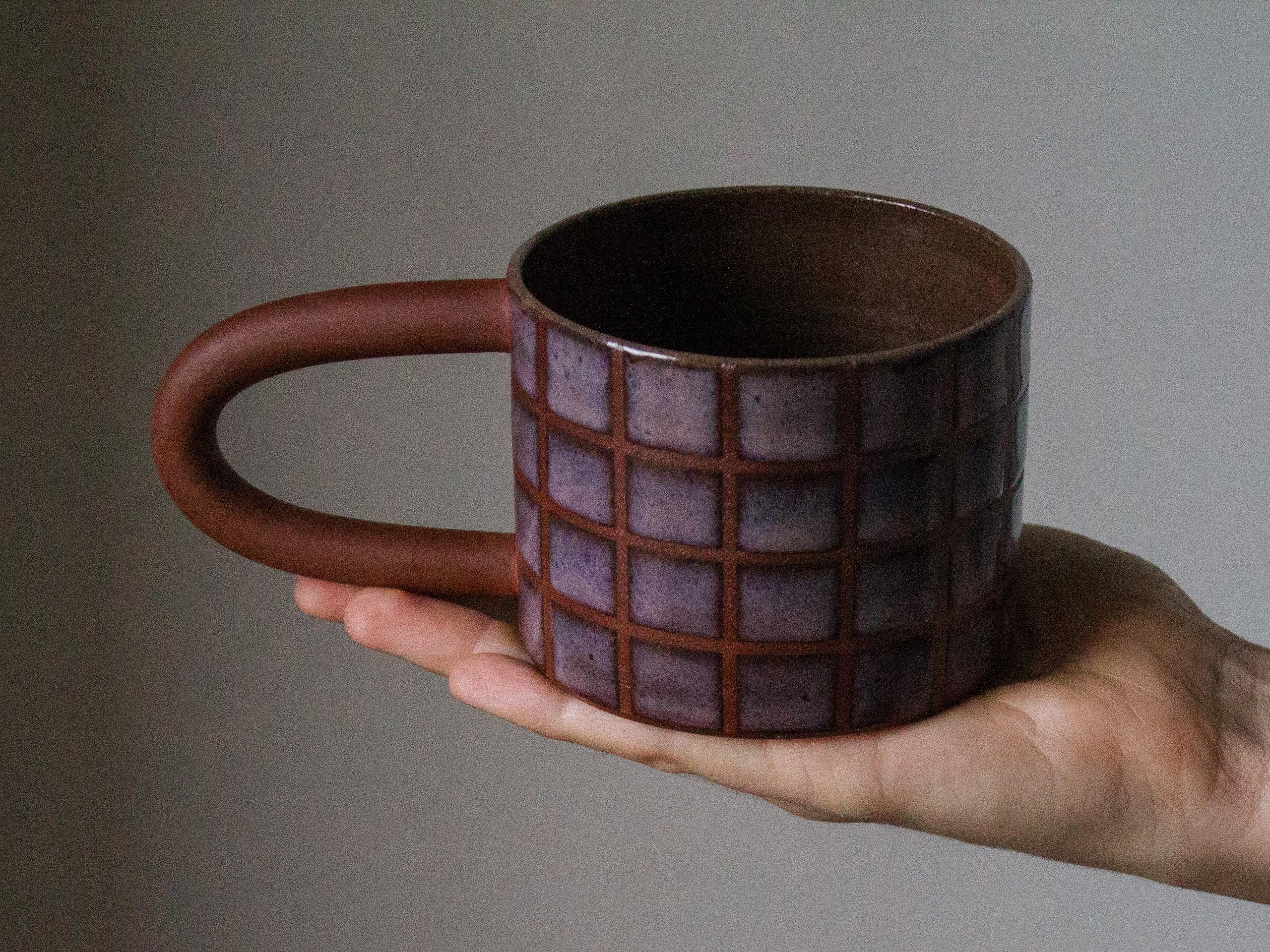 CHECKERED Pattern Glaze Mug | Handmade, Ceramic, Housewarming, Unique ...